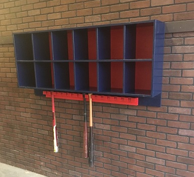 12 Helmet & 15 Bat Rack Combos | Dugout Storage Rack - PYT Sports